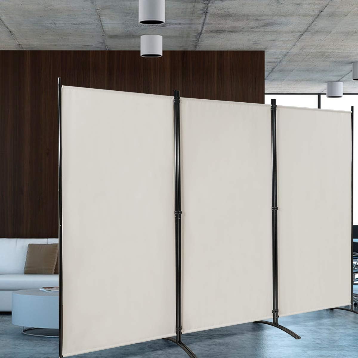 Parawan 260 x 183 cm, 3-częściowy składany, ścianka działowa z metalu i ...