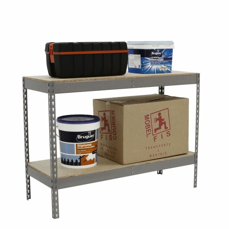 Etagère métallique sans vis et étagères en aggloméré ECOFORTE 1207-2 CHIPBOARD 900 GRIS/BOIS ...