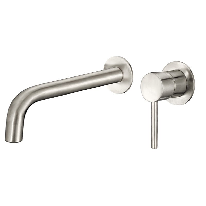 Valaz Grifo lavabo empotrado redondo monomando acero cepillado con caño ...