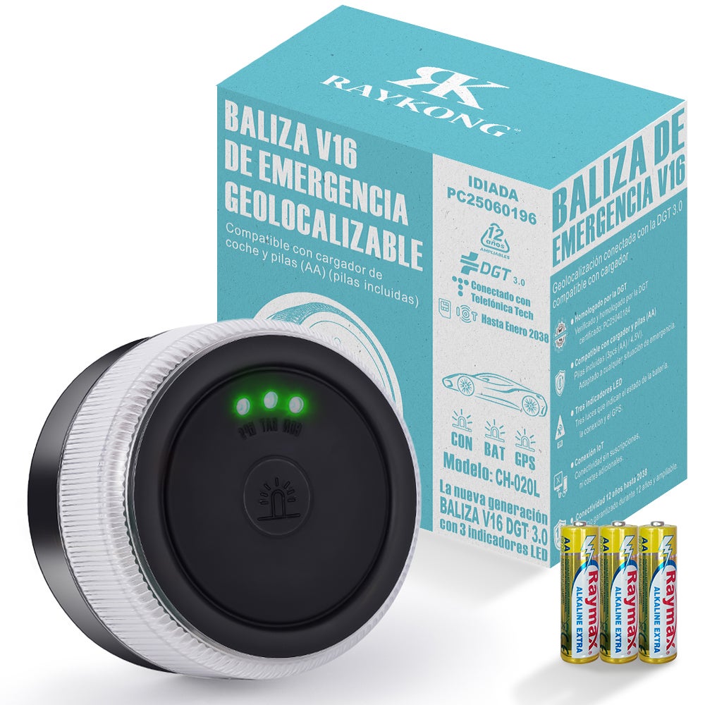 Baliza V16 Geolocalización DGT 3.0 mas Avanzada | con 3 Indicadores Led ...