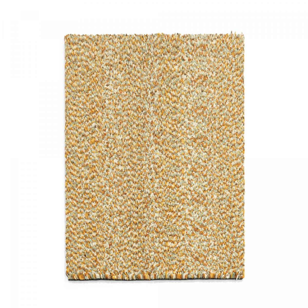 Tapis longs poils shaggy 200x300 rectangle tissé beige et gris en laine ...
