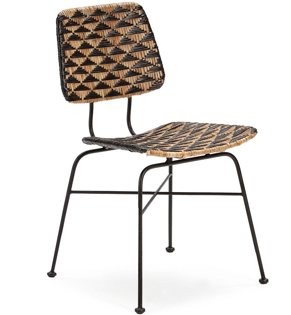 Chaise osier naturel et noir avec pieds métal noir Kivy | Leroy Merlin