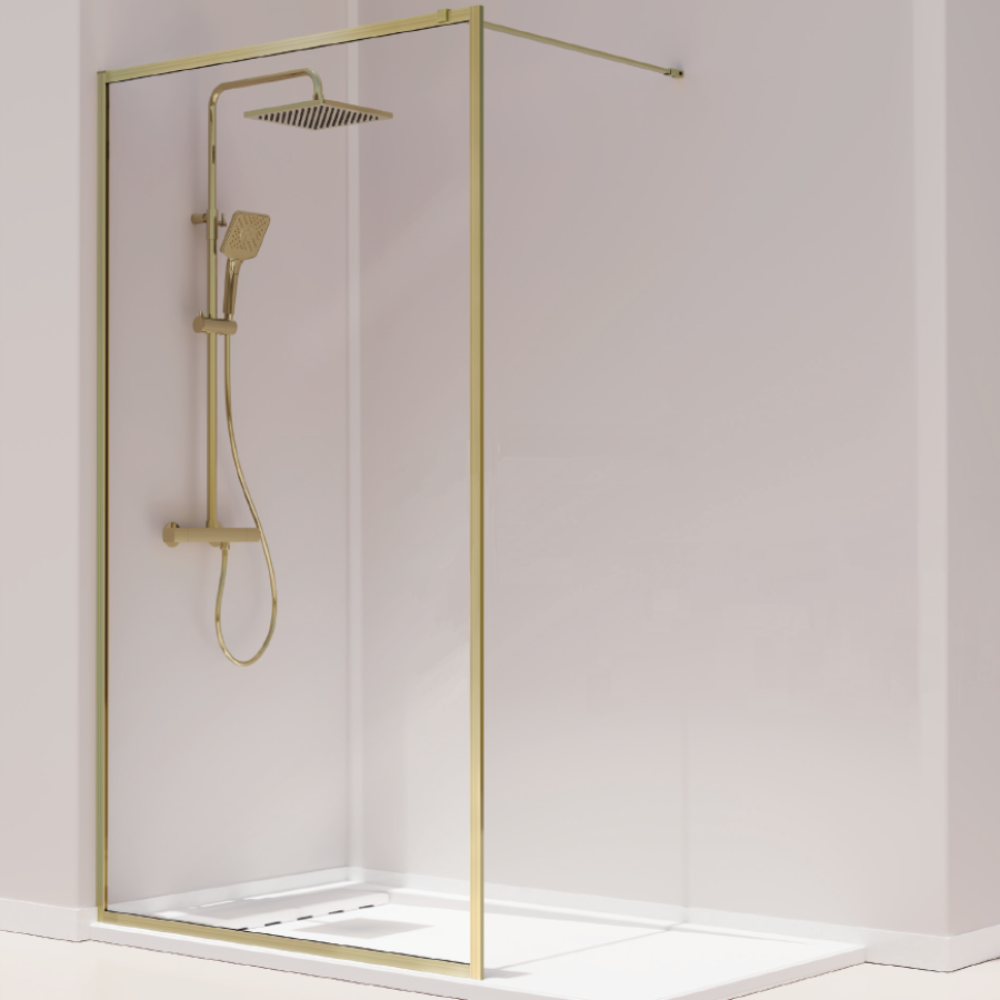 Paroi de douche fixe FRESH PERIMETRAL finition OR BROSSÉ 90 cm | Leroy ...