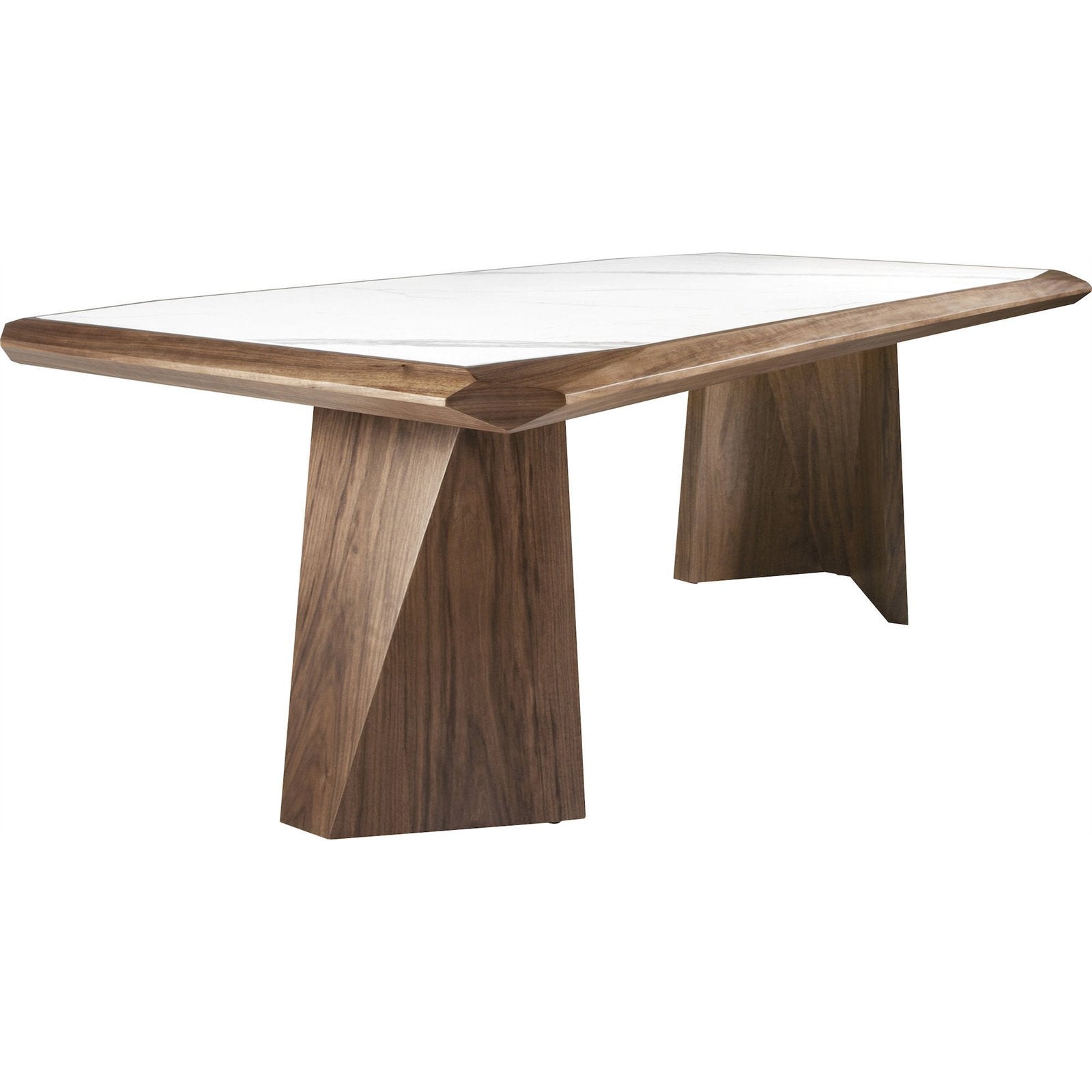 Table à dîner design marbre et noyer Angel Cerda 220 x 110 x 76 cm ...