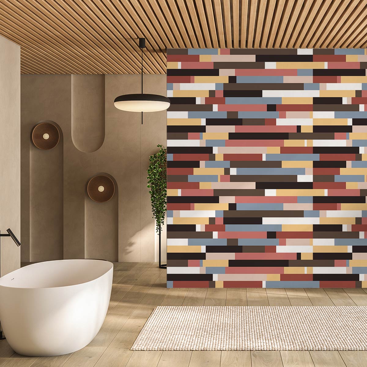 Papier peint, imbrication abstraite - 156x270cm | Leroy Merlin