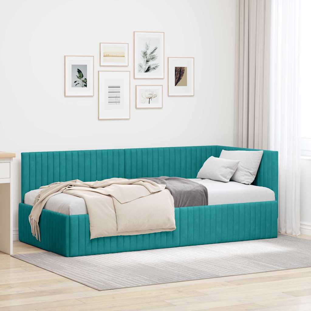 Cadre de lit d'angle Turquoise 90 x 190 cm Velours | Leroy Merlin