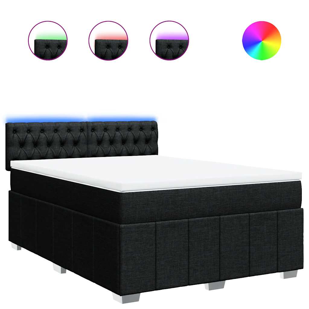 Cama box spring con colchón tela negro 140x190 cm | Leroy Merlin