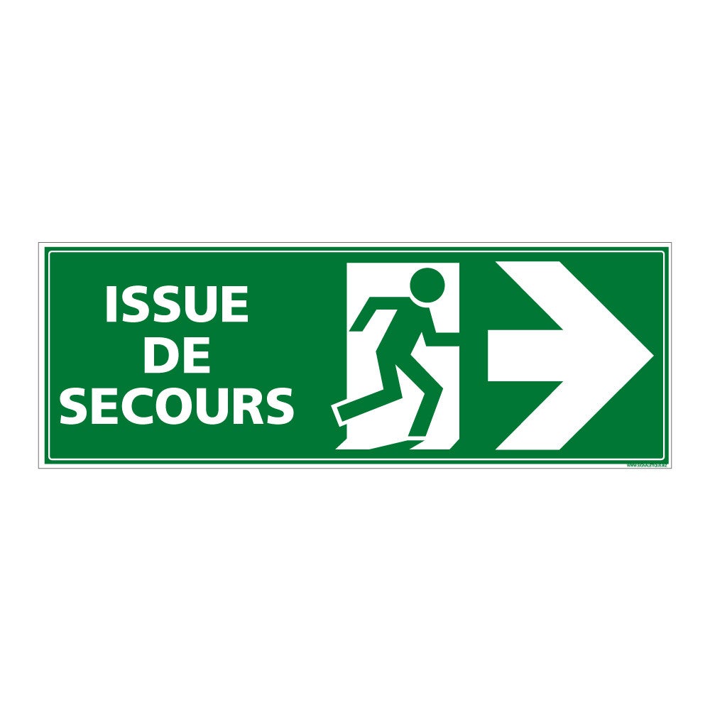 Panneau Issue de Secours Flèche Droite 350 x 125 mm Matière PVC | Leroy ...