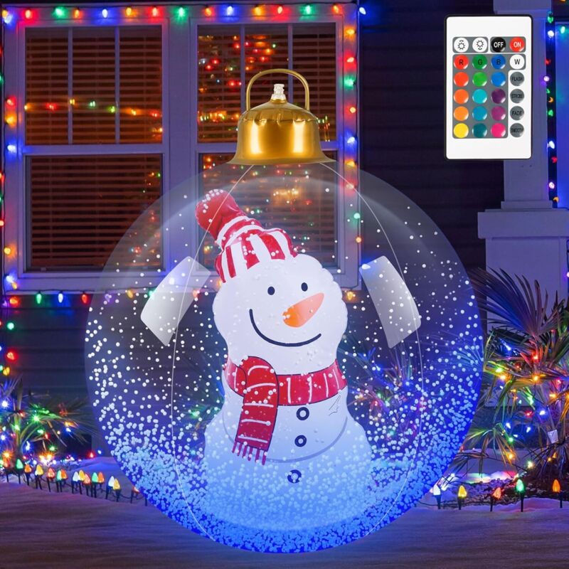 Boule Noël géante lumineuse 60cm, bonhomme neige PVC LED, gonflable ...