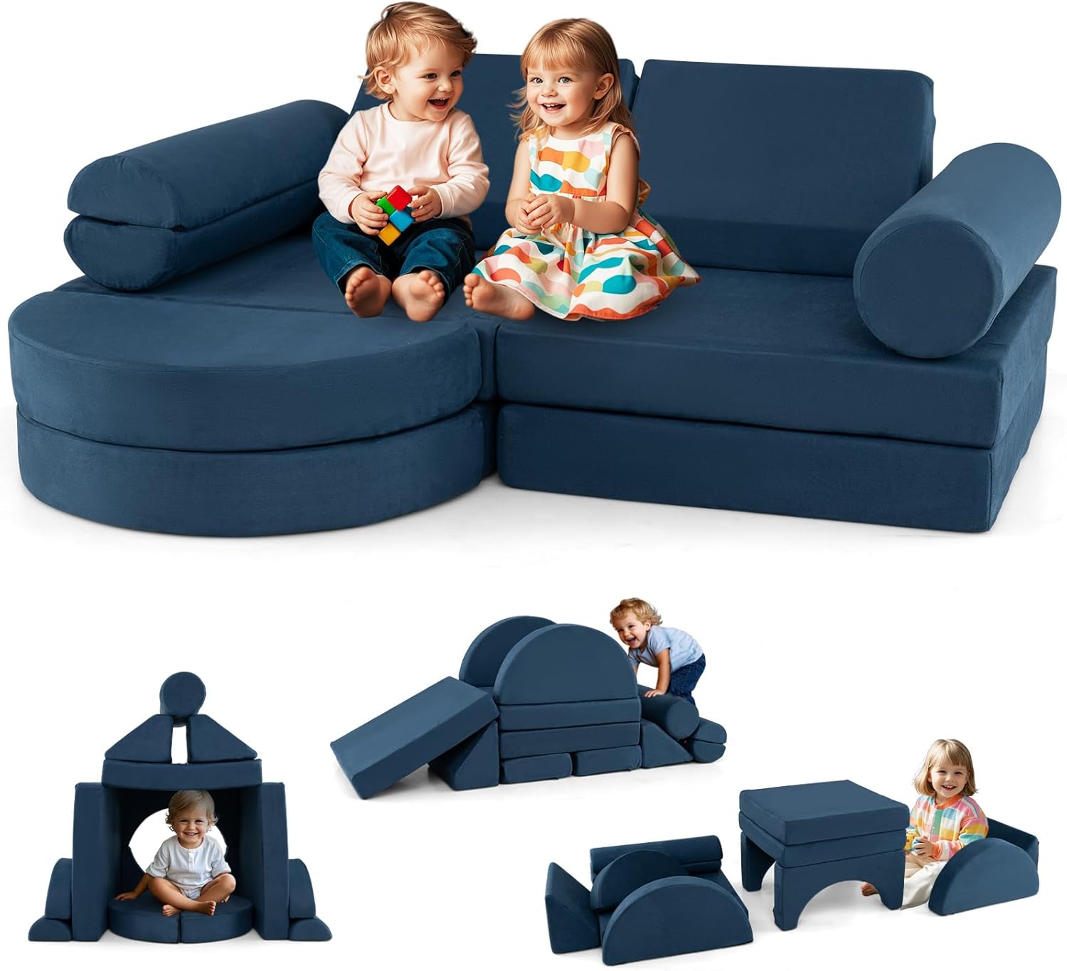 Canapé Enfant Convertible 13 PCS, Blocs de Construction en Mousse ...