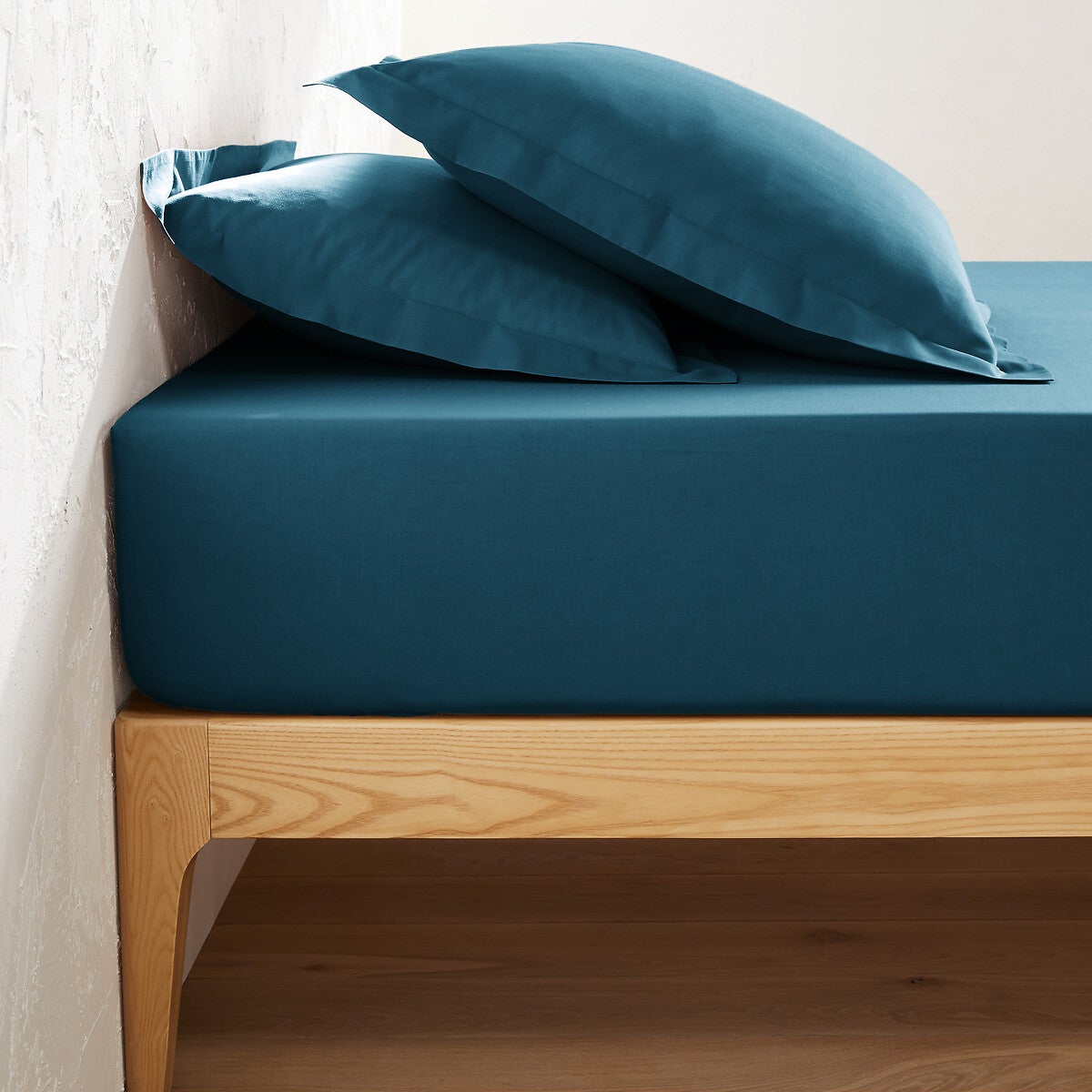 Drap housse en coton bonnet 25 cm, Scenario - Bleu de prusse - 80 x 200 ...