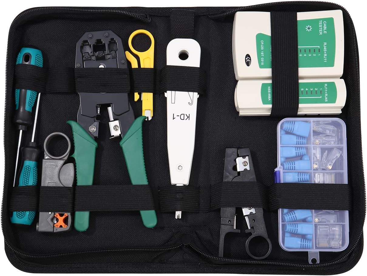 Pince à sertir RJ45 12 en 1, testeur câbles réseau, kit outils ...