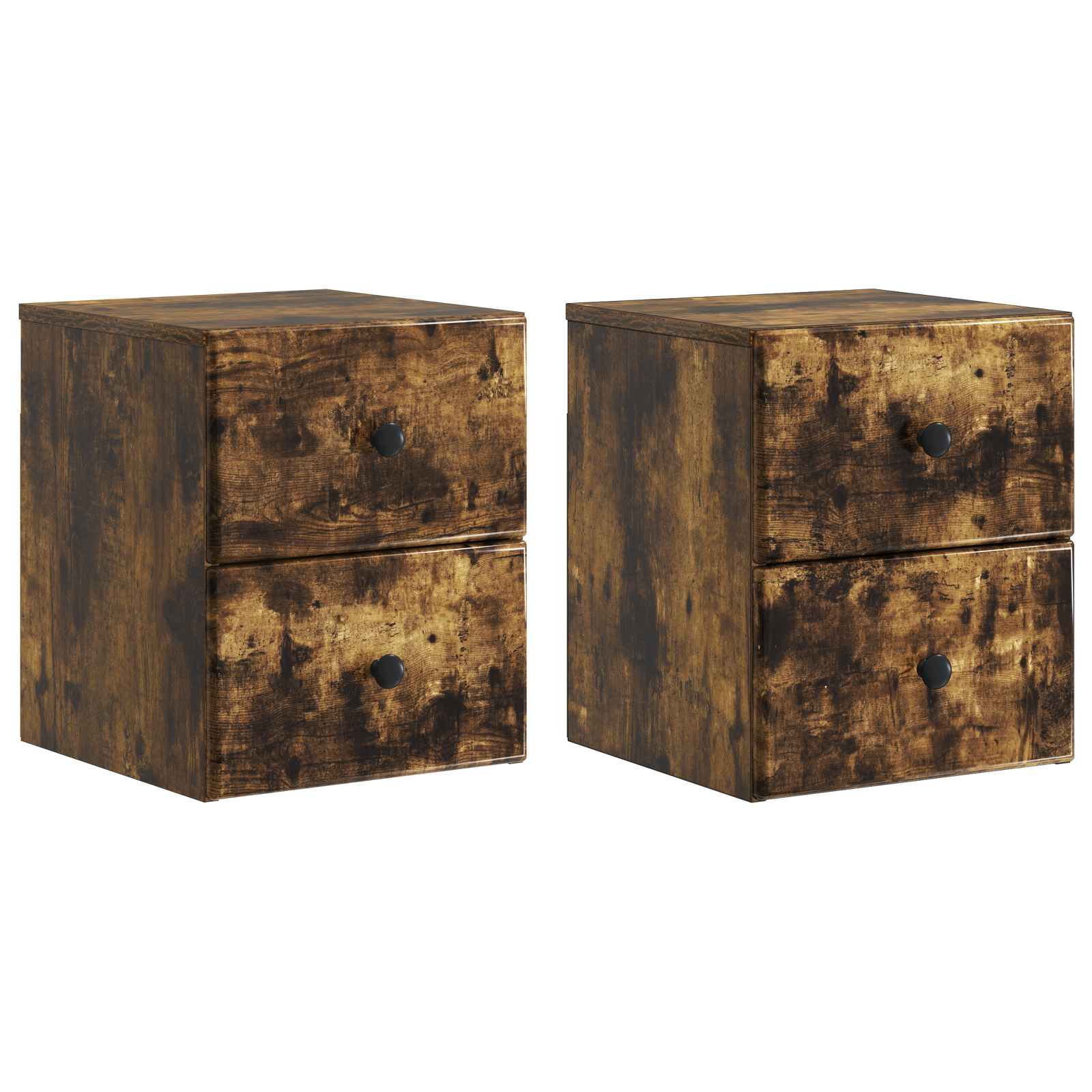 Cabinet de chevet mural 2 pcs Chêne fumé 34,5 x 33 x 40 cm | Leroy Merlin