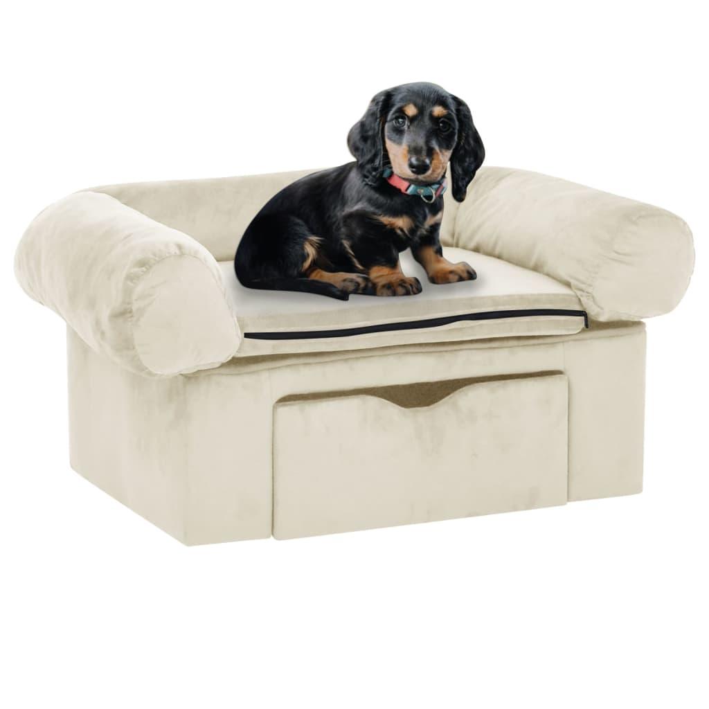 Sofá para perro con cajón 75 cm felpa color crema 02_0000091 | Leroy Merlin