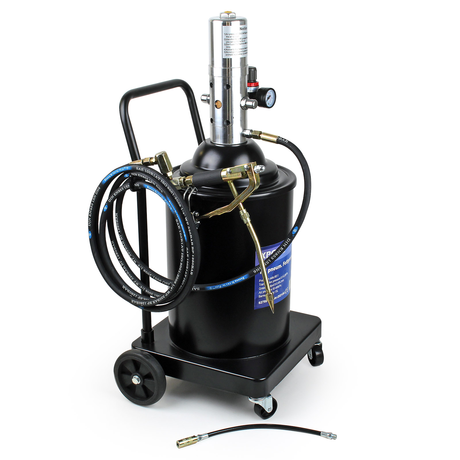 Wiltec bomba de grasa neumática de 15 litros engrasadora para lubricar ...