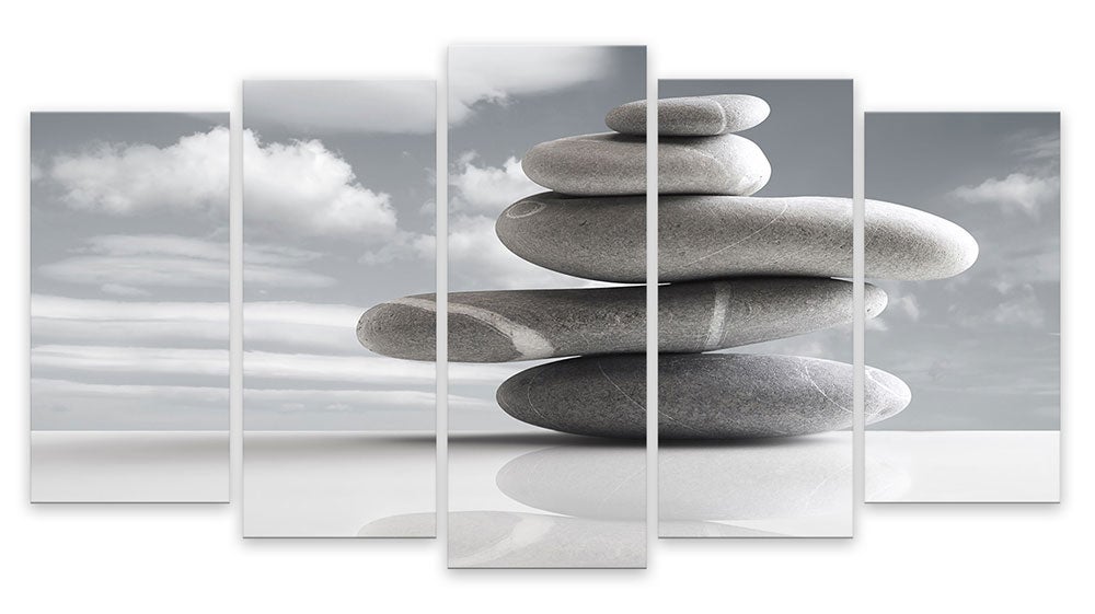 Tableau 5 parties Tableau photo zen pierres de tahiti - 150x80 cm ...