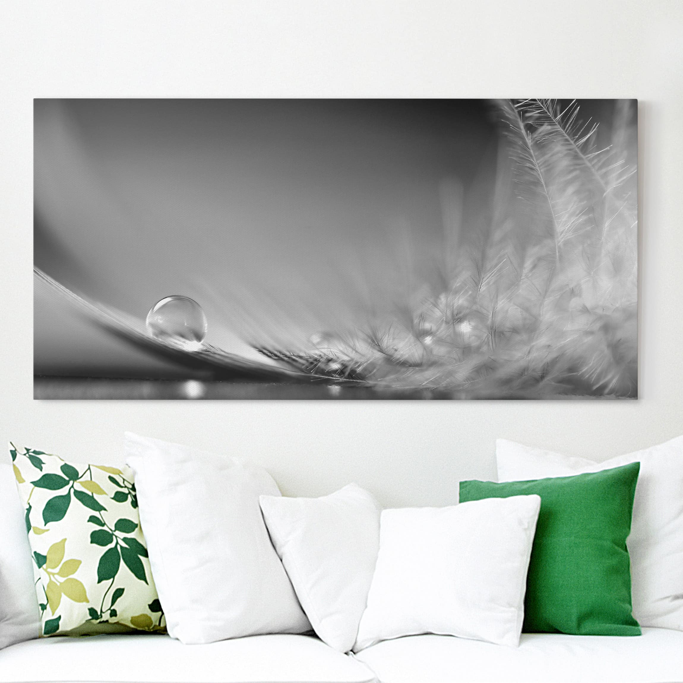 Impression sur toile tableau sur toile châssis noir et blanc plume ...