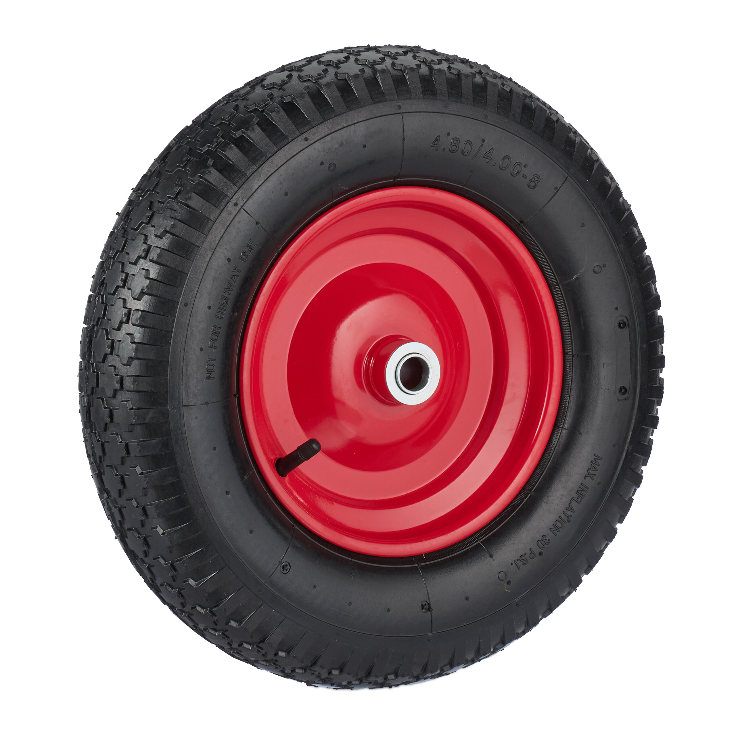 Relaxdays Roue de brouette 4.00-8, pneumatique, jante en acier ...