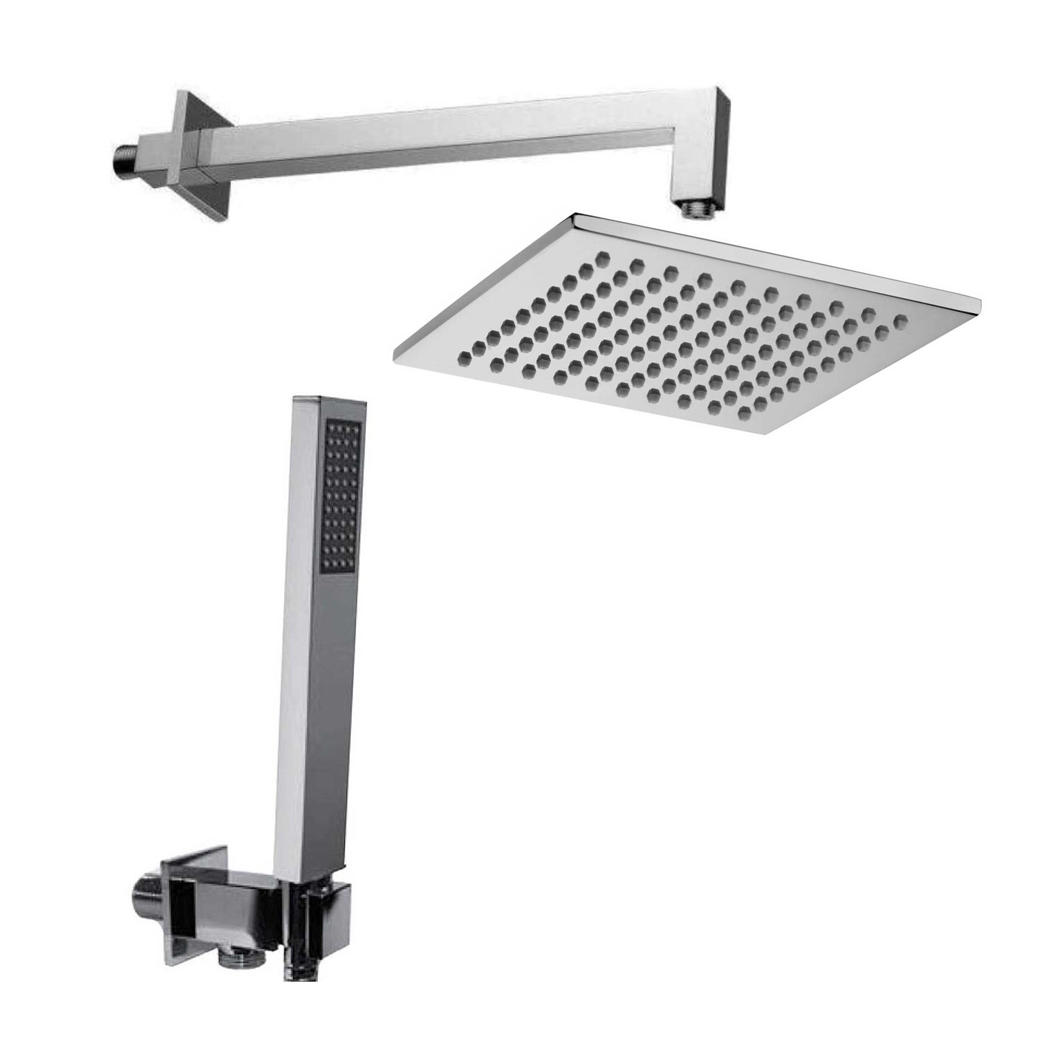Kit de douche 075 avec pomme de douche carrée, bras de douche et set ...