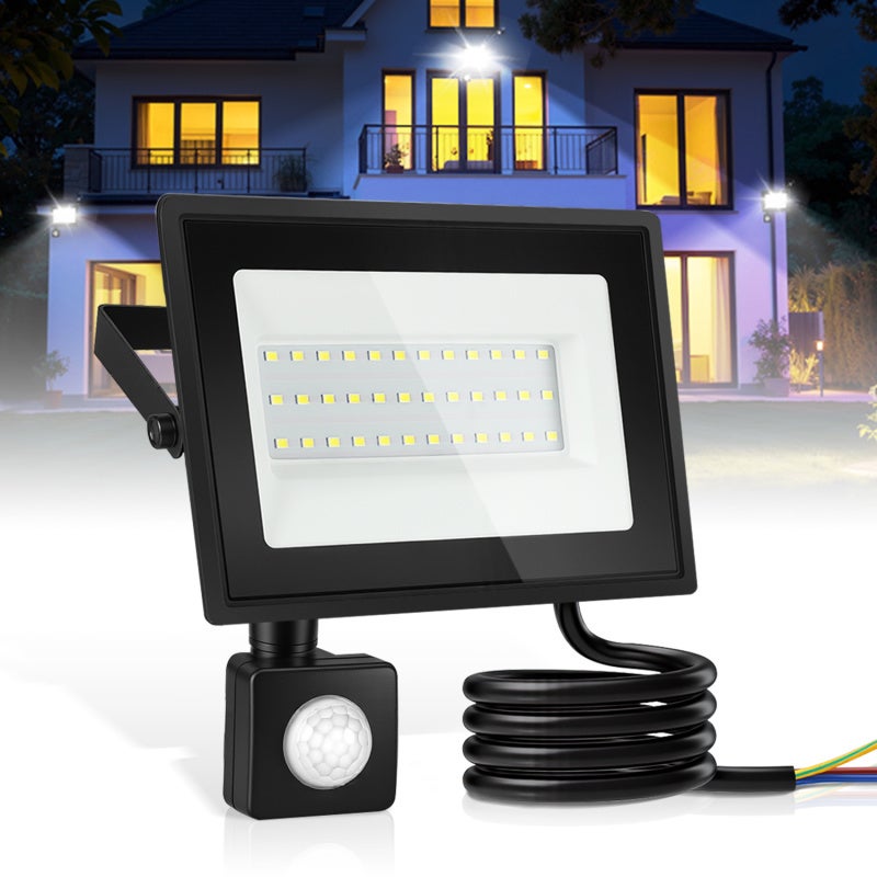 Projecteur LED Extérieur 50W avec Détecteur de Mouvement, Lampe IP65 ...