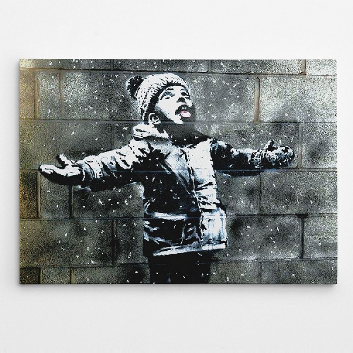 Impression sur Toile Banksy Let It Snow, Polyester, Noir, Epikasa | Leroy Merlin