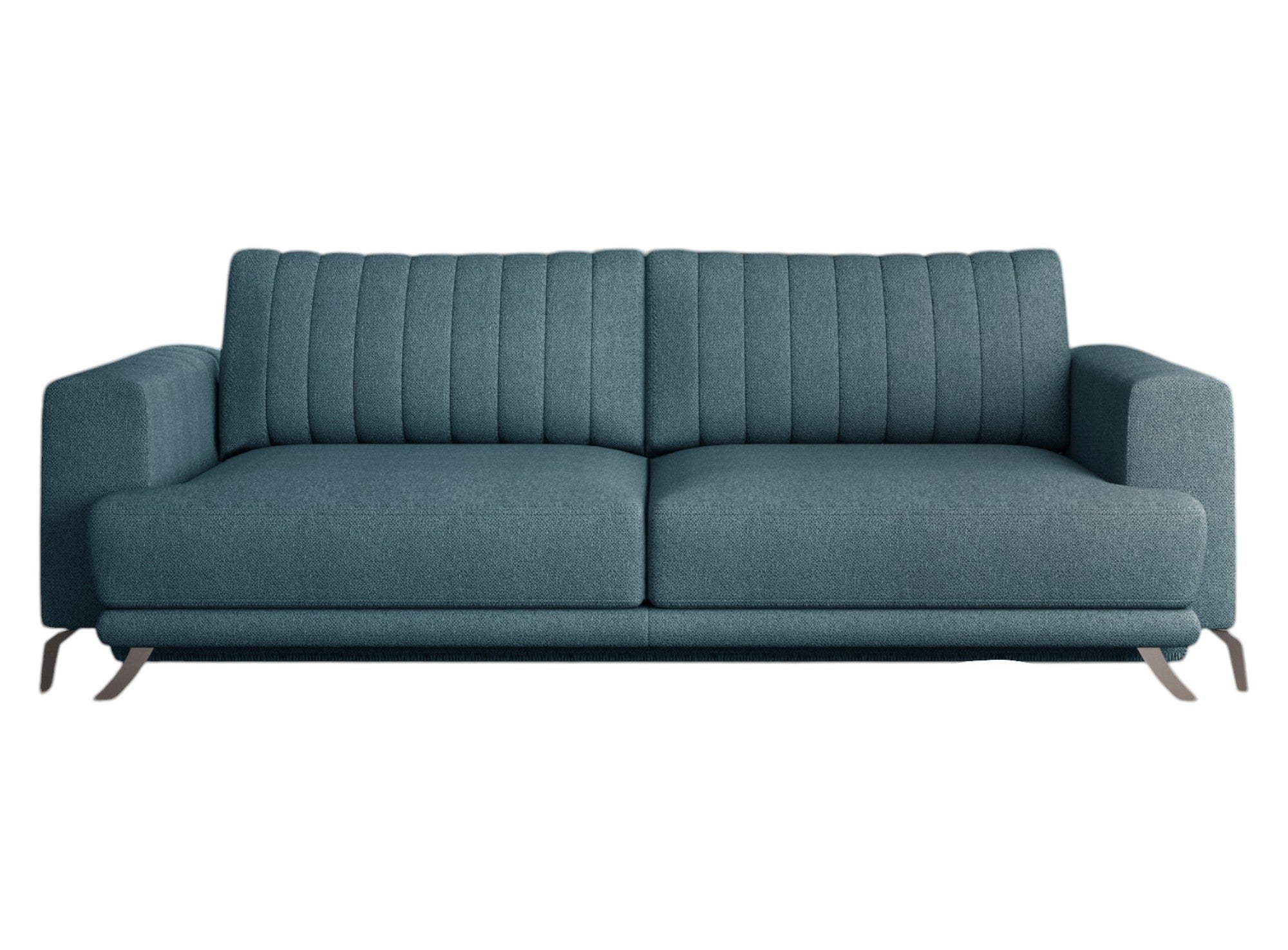 Canapé convertible design 3-4 places tissu bleu horizon et pieds acier ...