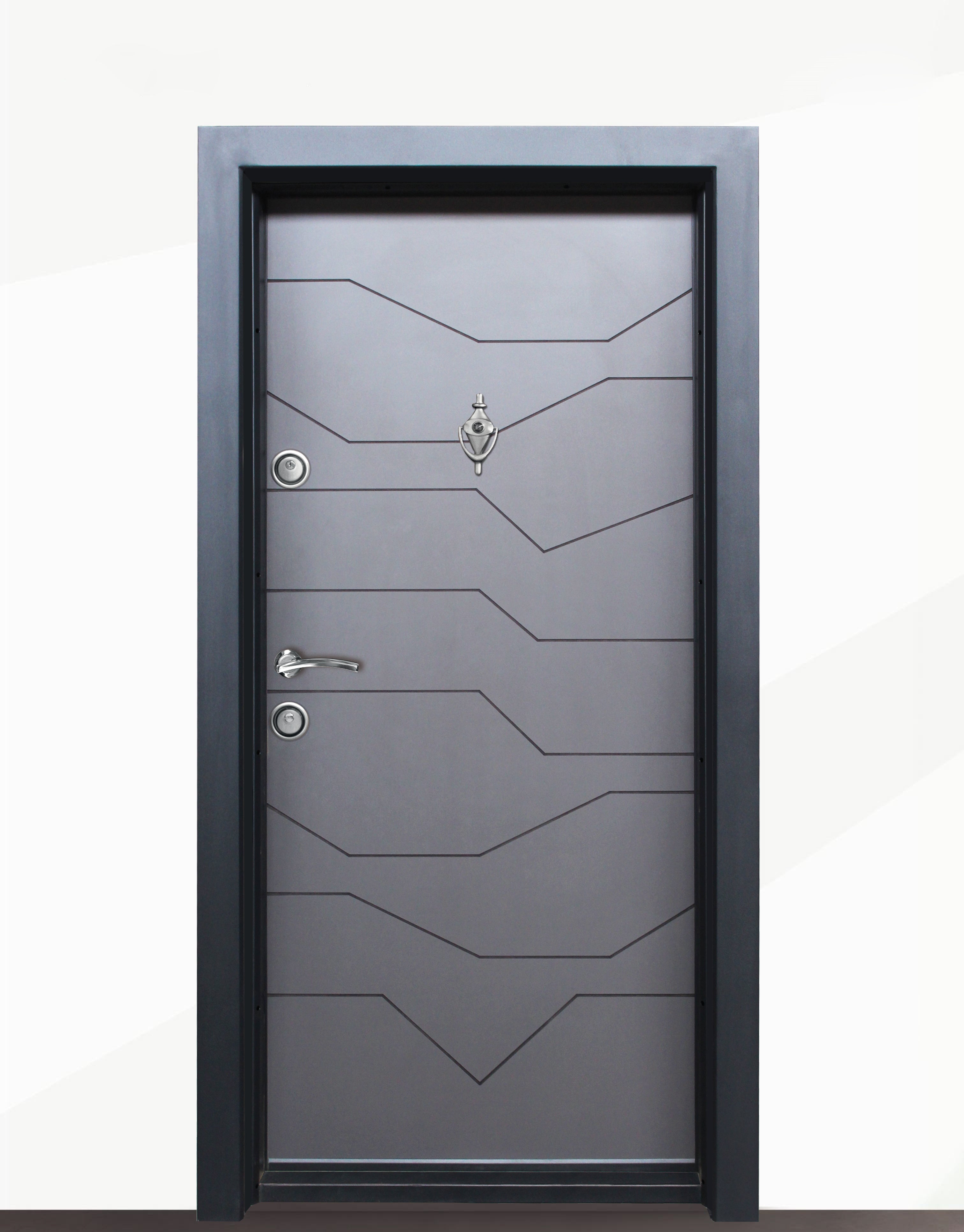 Porta blindata grigia in MDF laminata isolamento lana minerale spessore ...