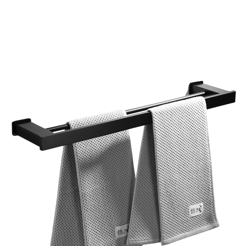 Toallero de pared Space Square de aluminio con doble barra, color negro ...