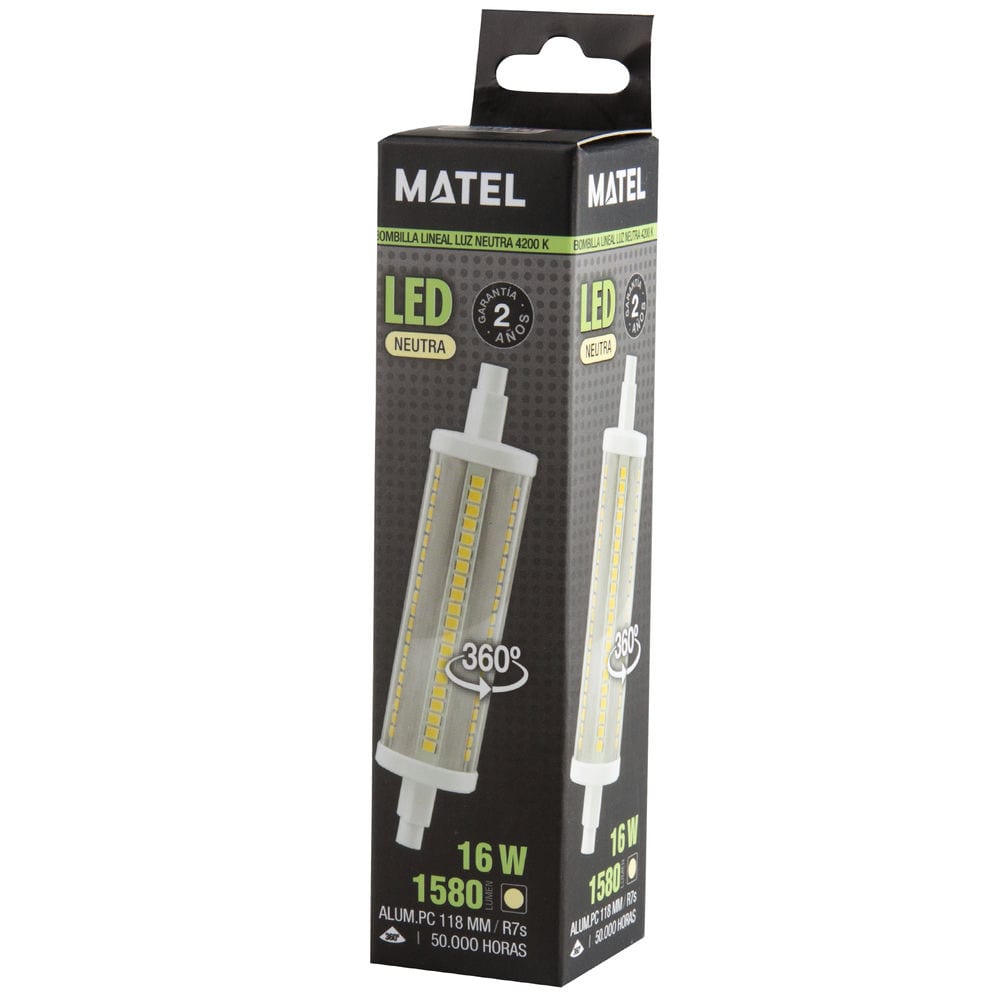 Ampoule LED neutre en matel linéaire 118 mm r7s 16 W | Leroy Merlin