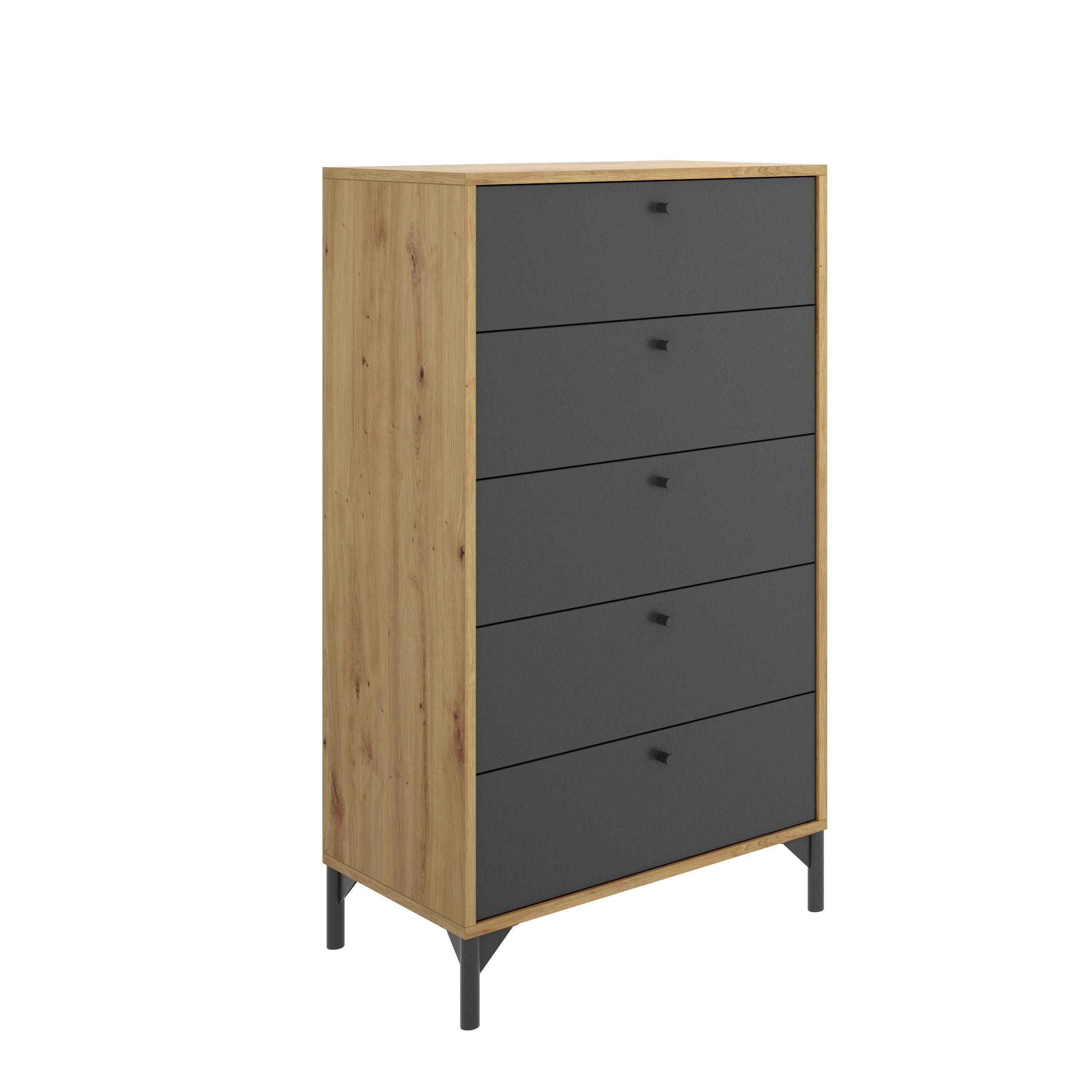 Cómoda Alta de 5 cajones Nordic / Grafito 127x60x40 cm - GRETA | Leroy ...