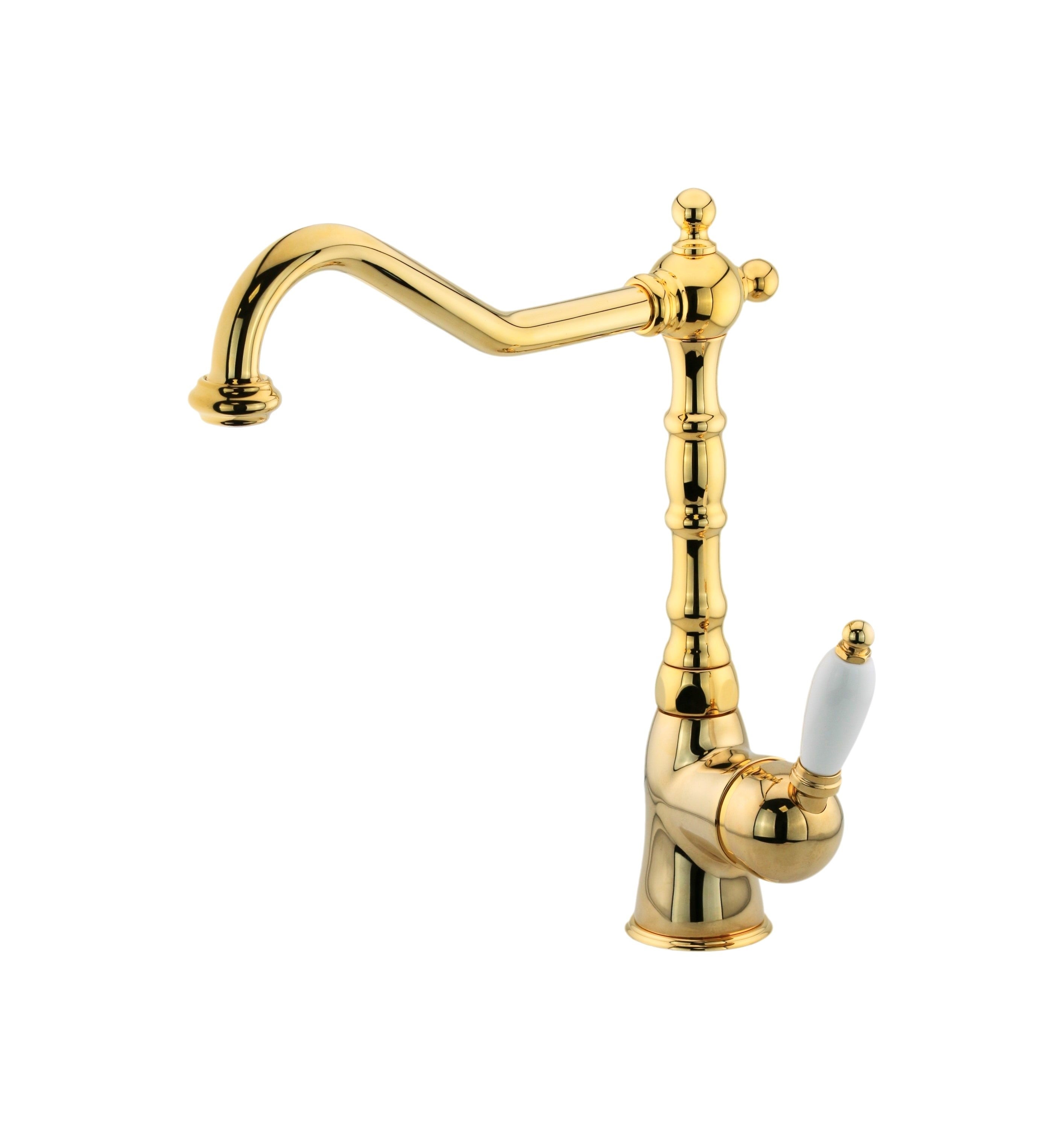 Mitigeur d'évier de cuisine de style rétro avec bec pivotant doré ...