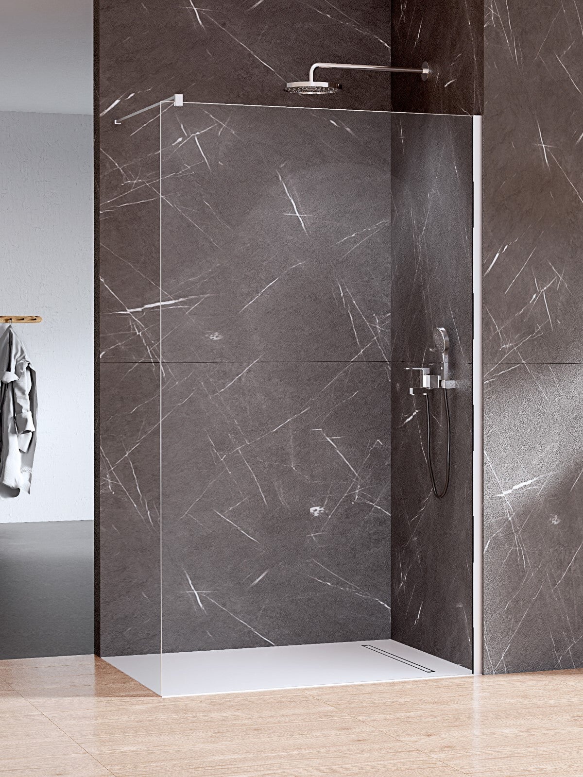 Paroi de Douche Italienne - 140 x 200 - CHROME- NESTA | Leroy Merlin