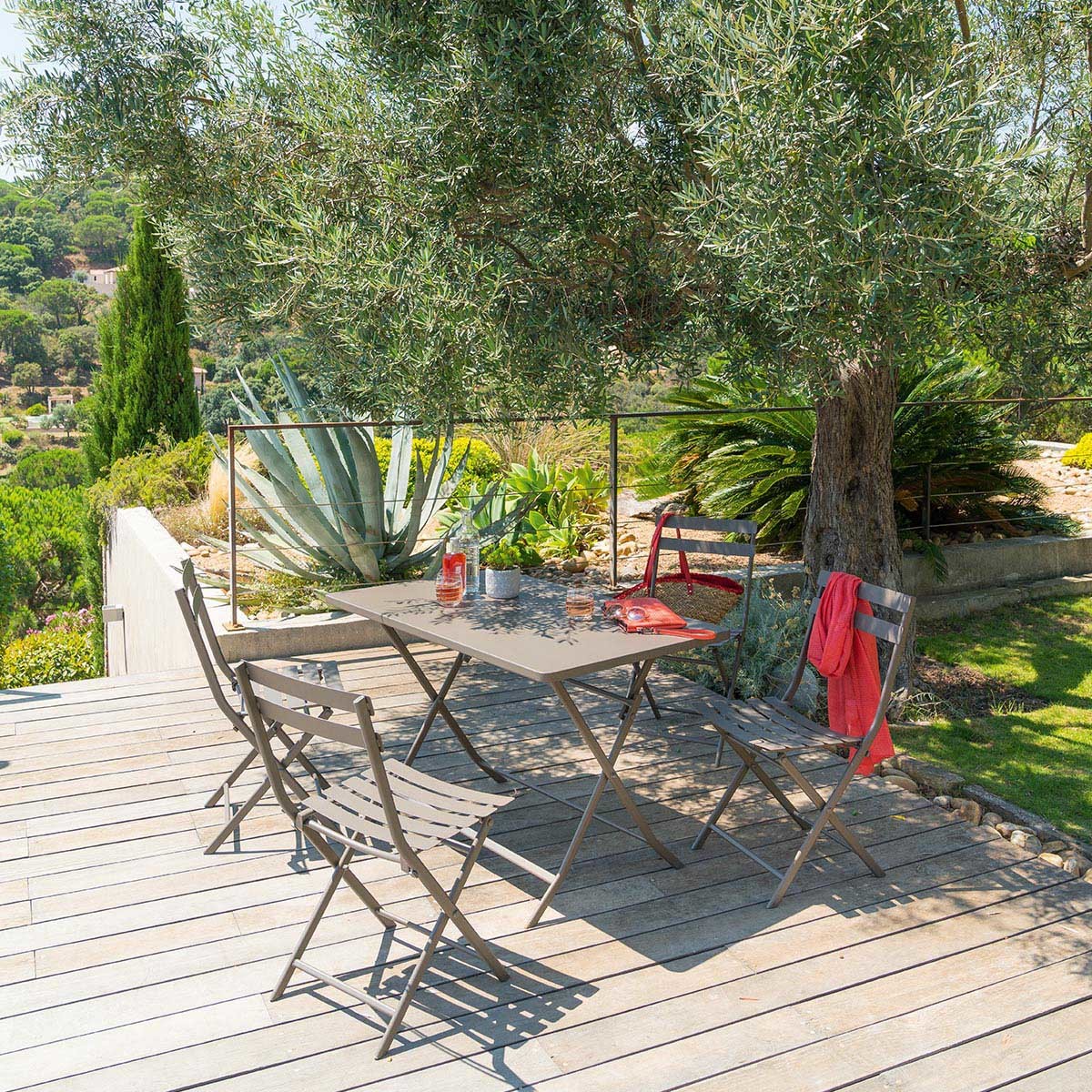 Hespéride - Mesa de jardín rectangular plegable Greensboro Marrón - 4 ...