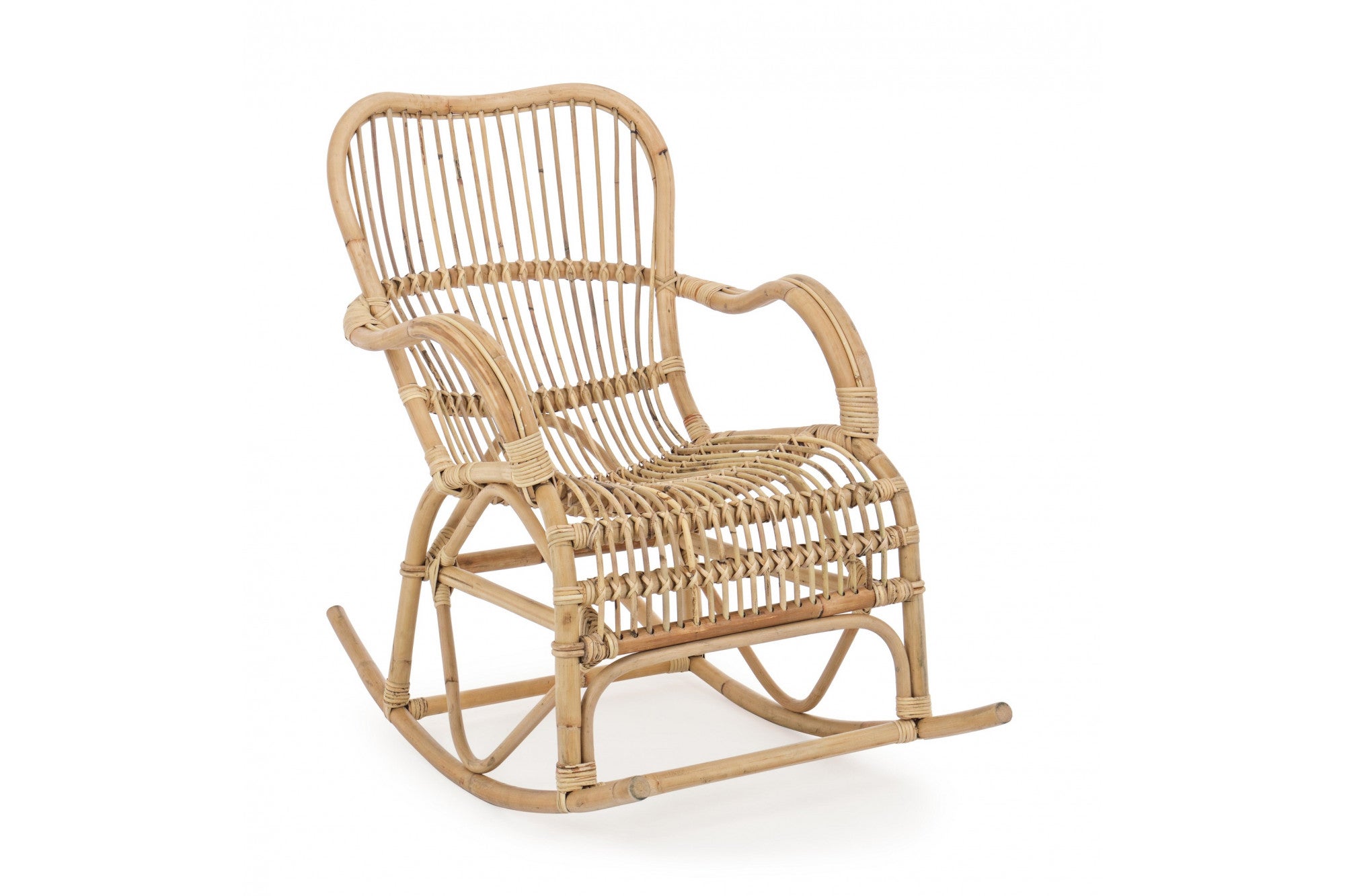 Poltrona a dondolo "Casimira" per interno, in Rattan Naturale h 88 cm ...