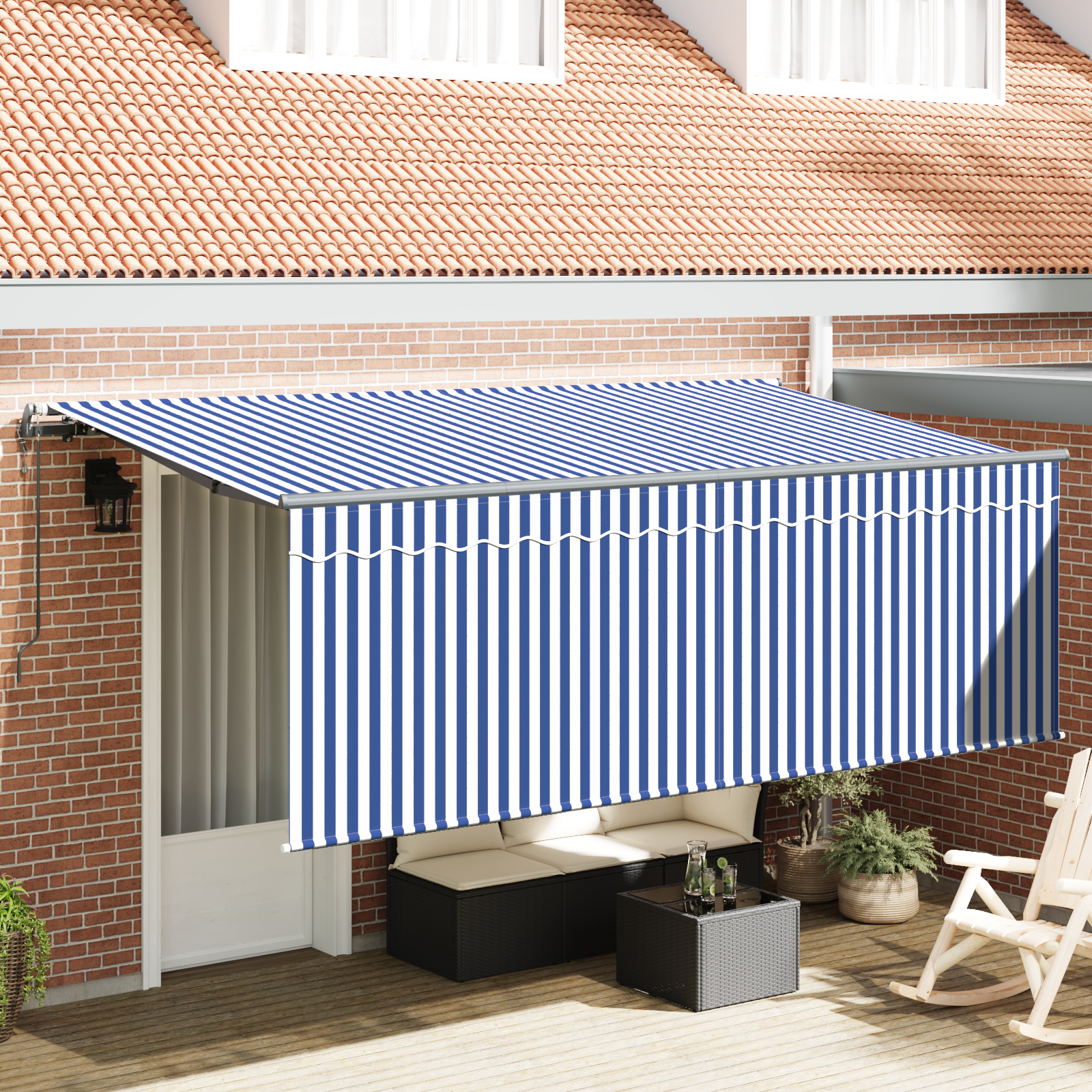 VidaXL Toldo con Tela Manual Crema 350 x 200 x 120 cm Tela, Metal ...