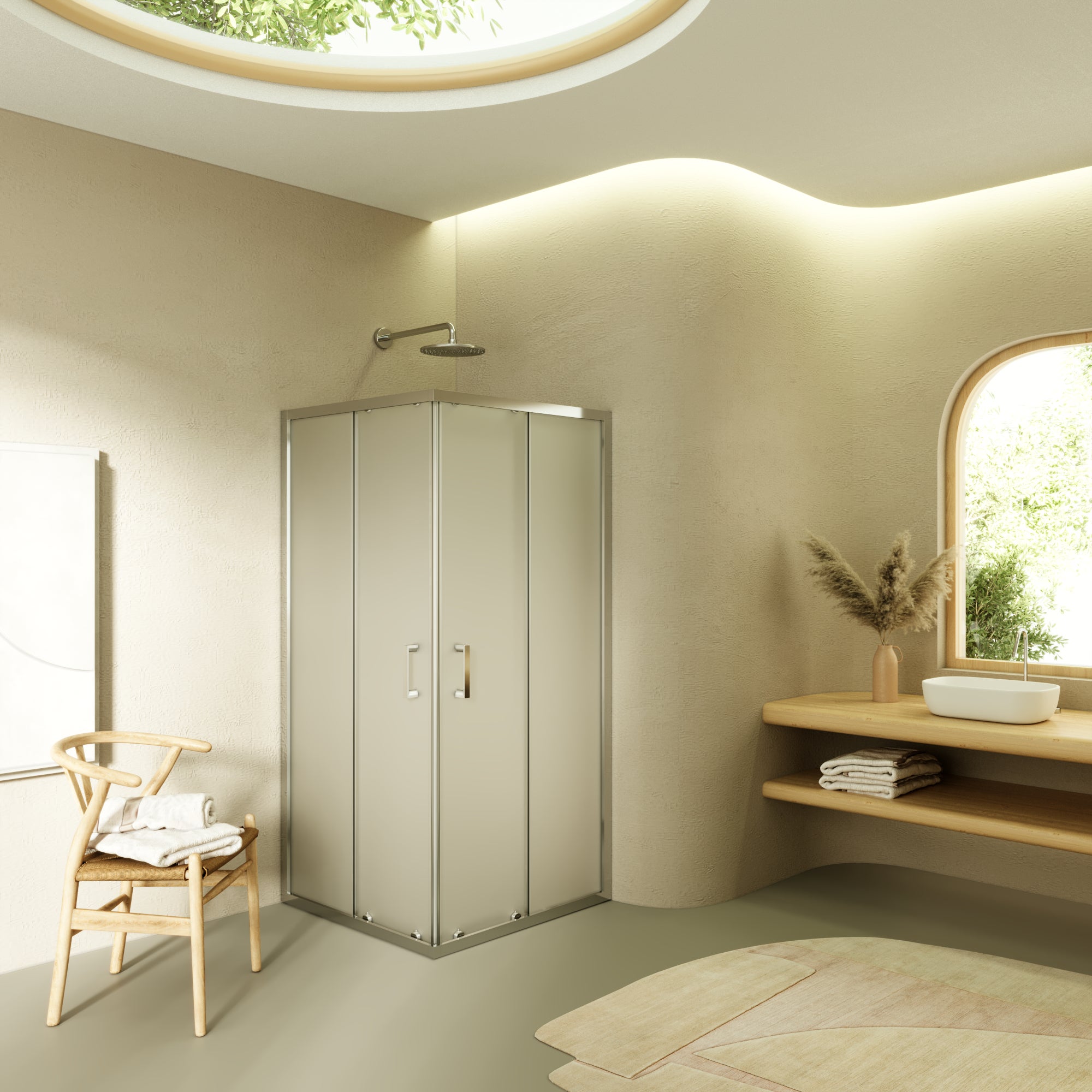 Mampara de Ducha Diana 100x100x185cm | REVERSIBLE |Puertas correderas, Ajuste 98,5-100,5x98,5 ...