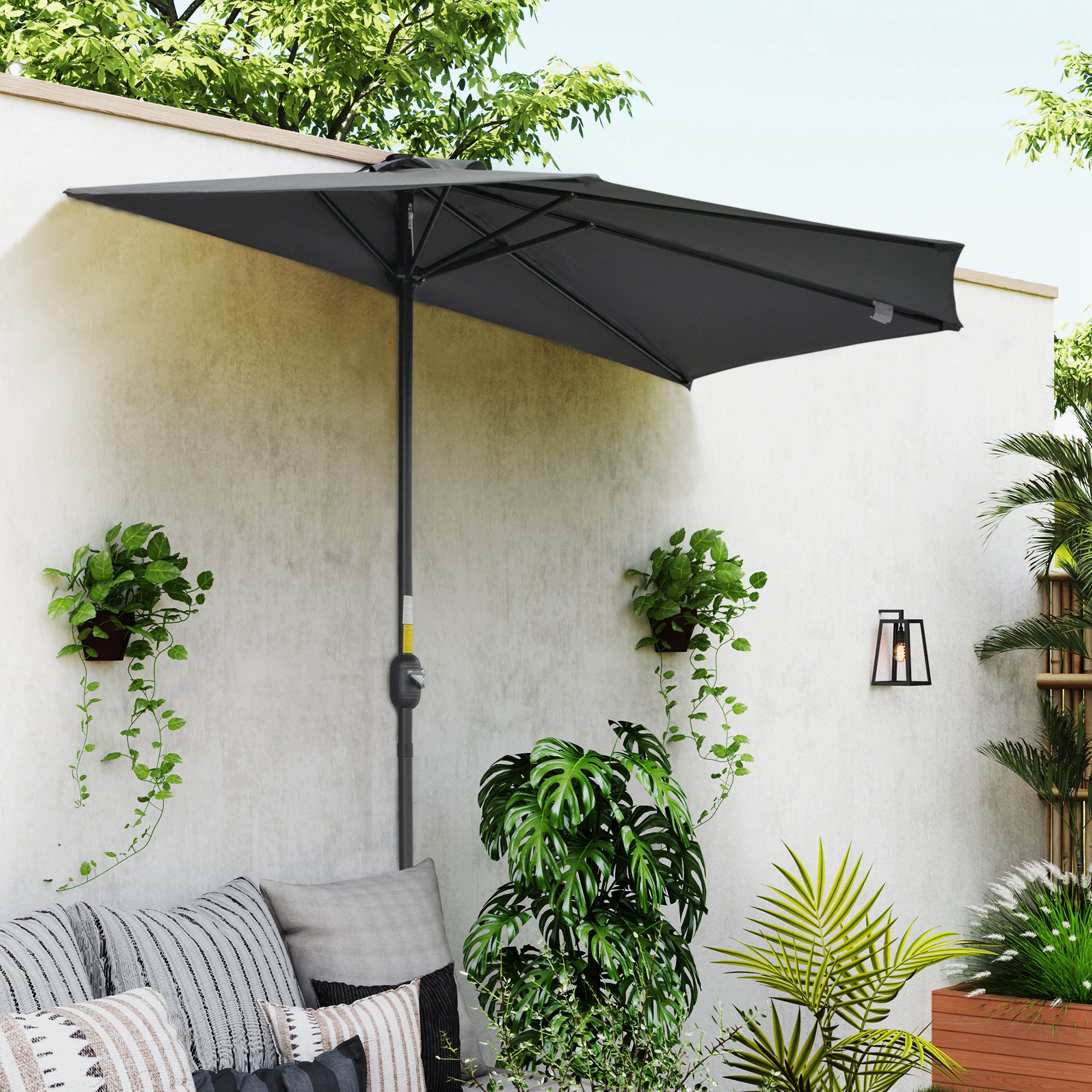 Parasol de jardin à manivelle, parasol semi-circulaire, store banne ...