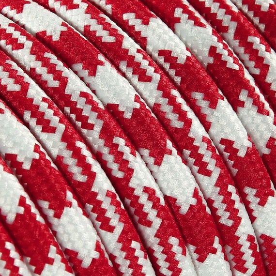 Fil Électrique Tissu Rouge et Blanc 3x0,75mm² - Câble Électrique ...