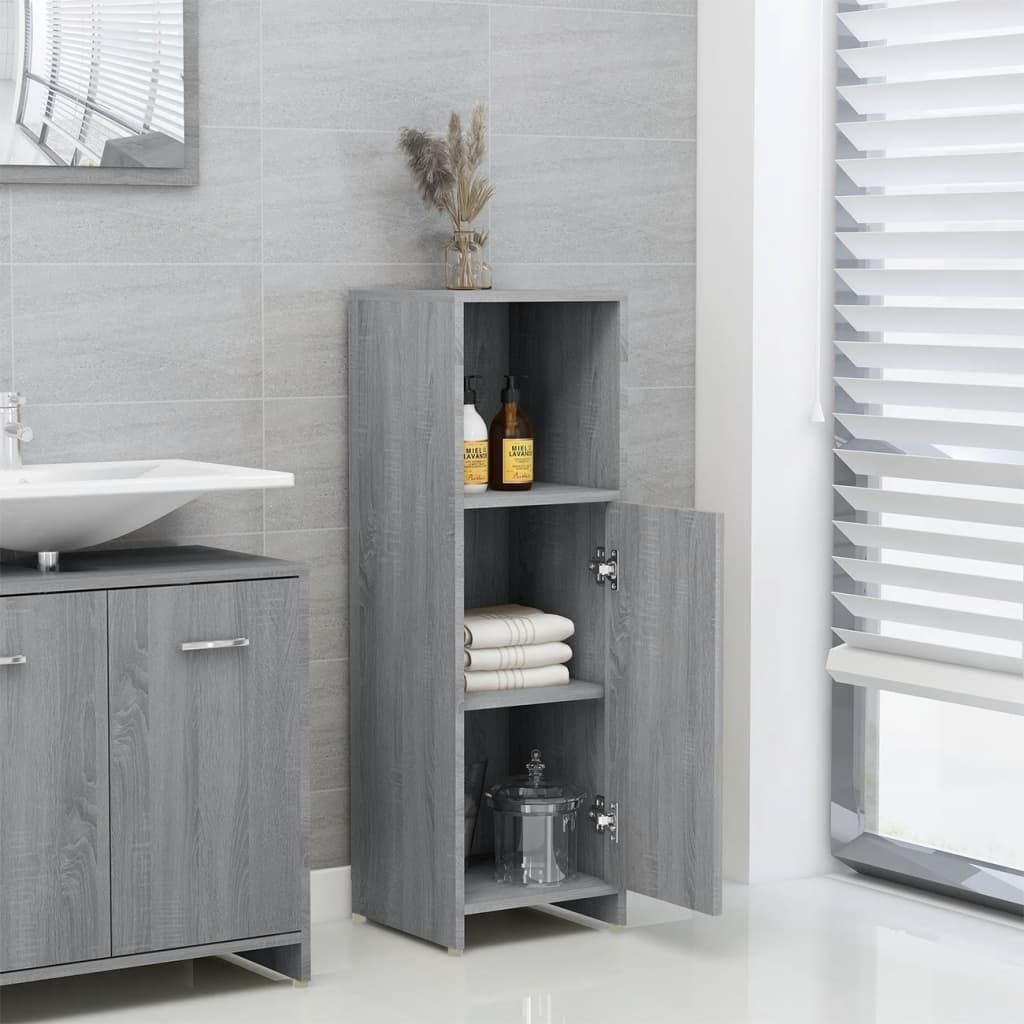 Armoire de bain gris 30x30x95 cm Bois d'ingénierie | Leroy Merlin