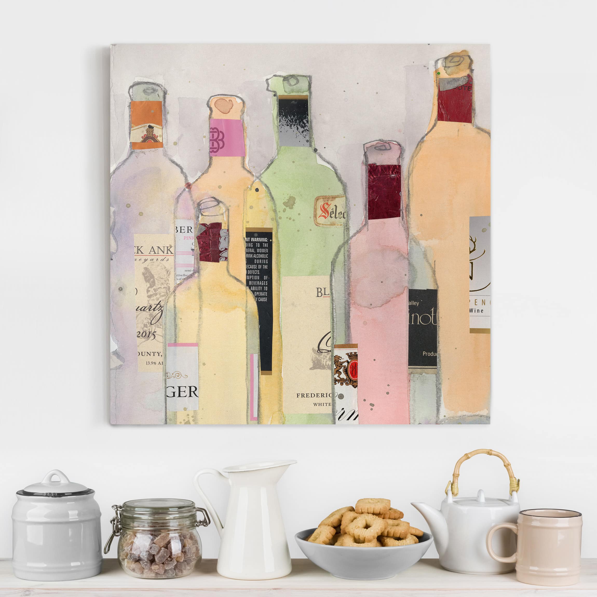 Impression sur toile tableau sur toile châssis beige culinaire boissons ...