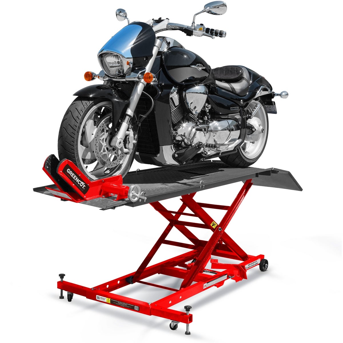 Lève-moto poids maximum 450 kg, type de ciseaux avec rampe et roues ...