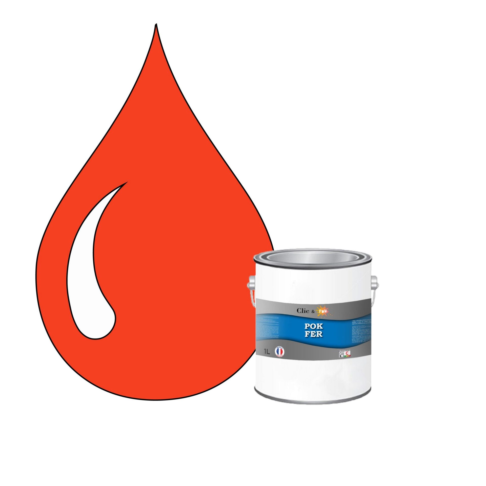 Peinture fer antirouille - Laque extérieure Semi-Brillante POK FER - 1L ...