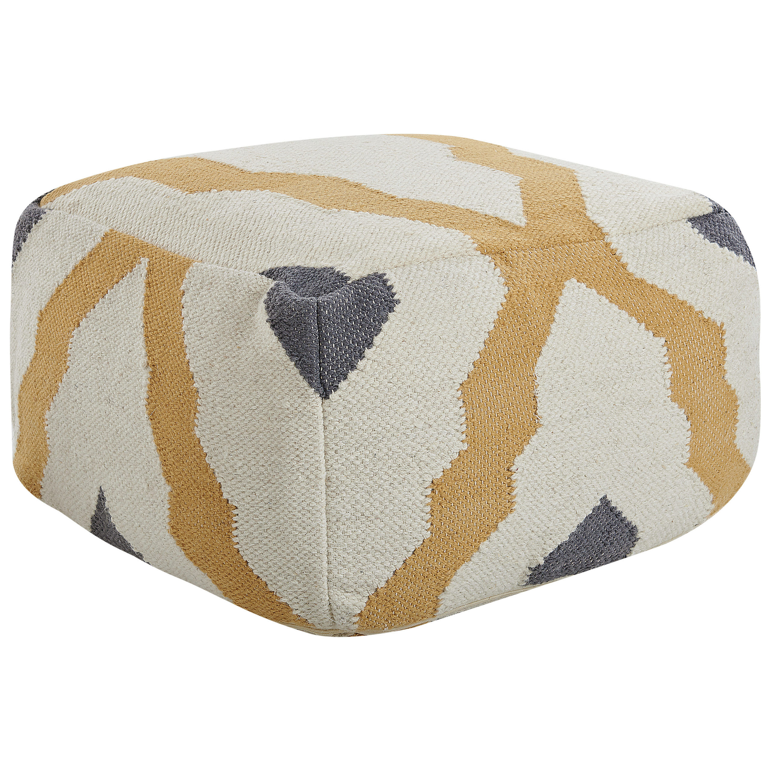 Beliani Puf de lana beige claro/amarillo/gris 56 x 56 cm ZEUGMA | Leroy ...