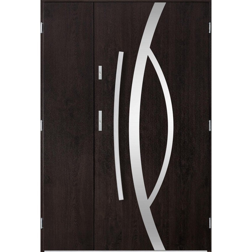 Porte d'entrée double CASTOR 130x200 cm wengé - Sans Poignée et serrure ...