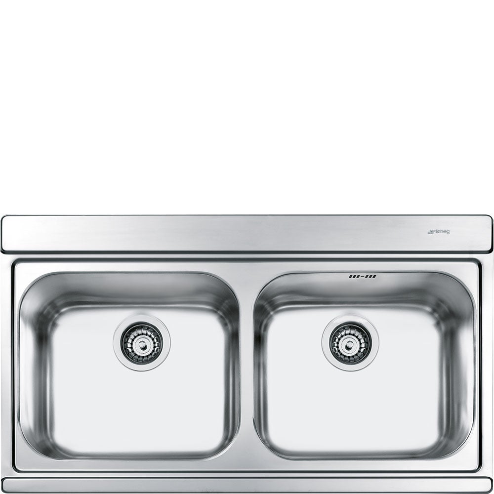 Evier à encaster 2 bacs inox LI92 Smeg | Leroy Merlin