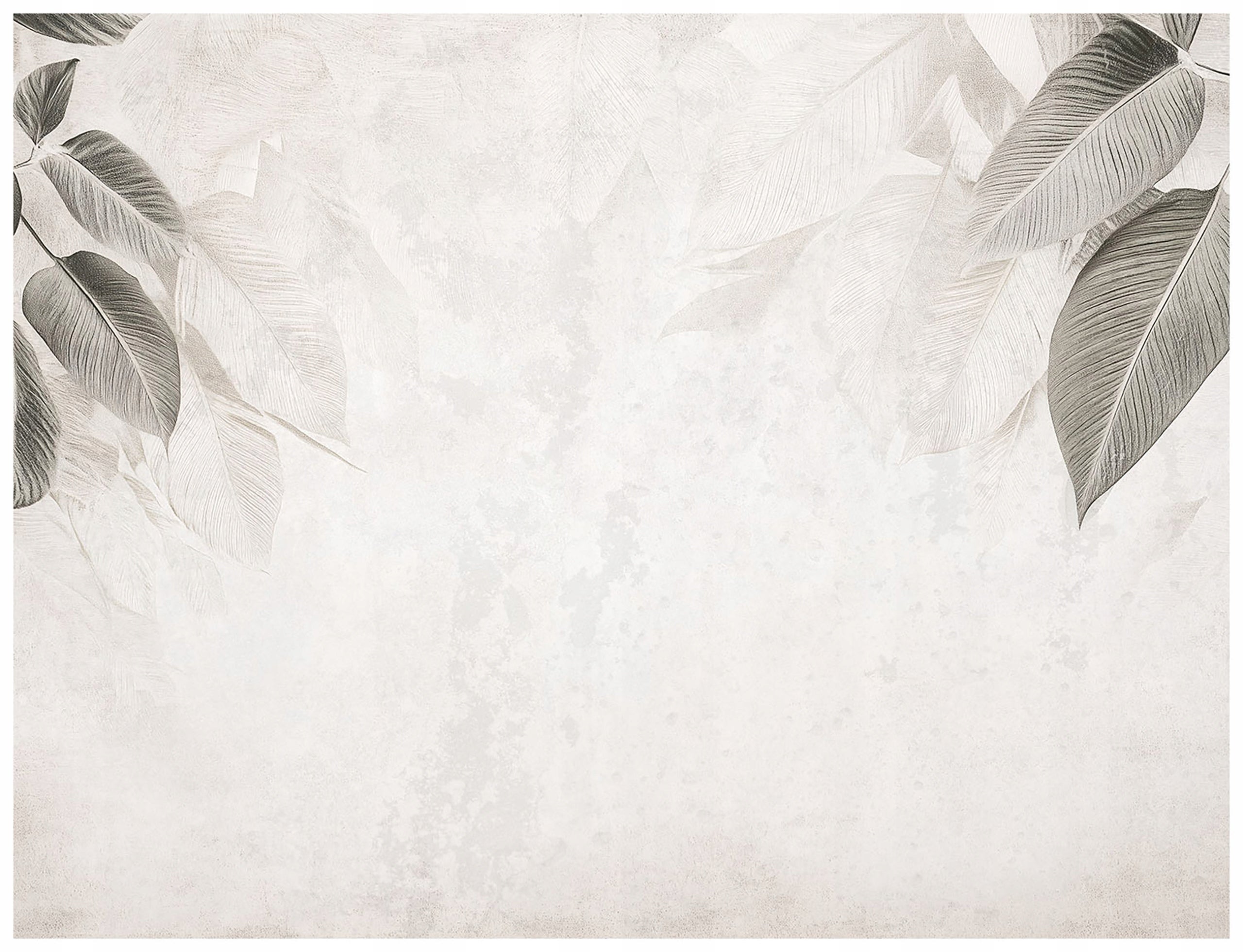 Papier Peint Intissé Panoramique Feuilles Gris béton 300x210 cm - Colle ...