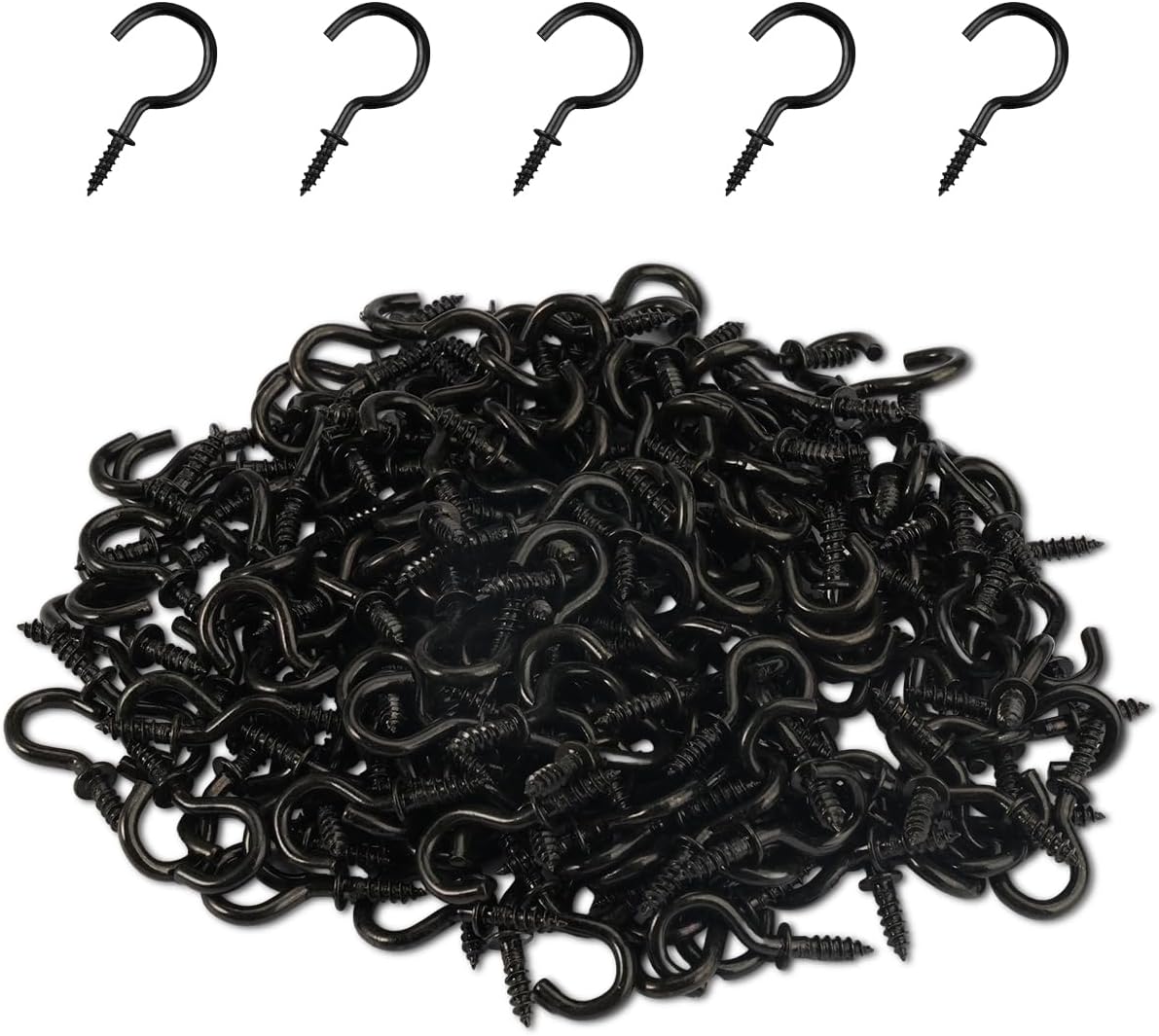 200 Pièces Crochets à Visser Noir, 1/2 Pouce Piton à Visser, Crochets à ...