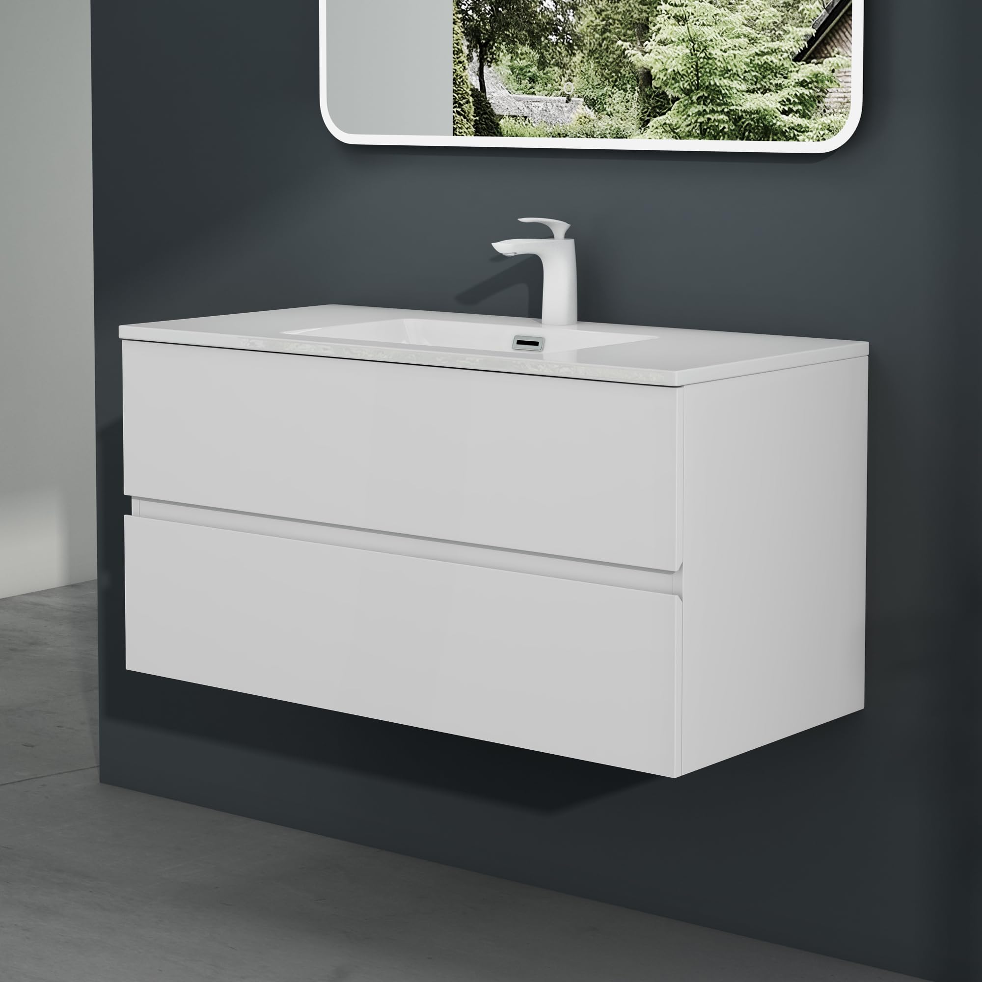 Mai & Mai Meuble sous Lavabo Blanc Mat Ensemble de Meubles de Salle de ...