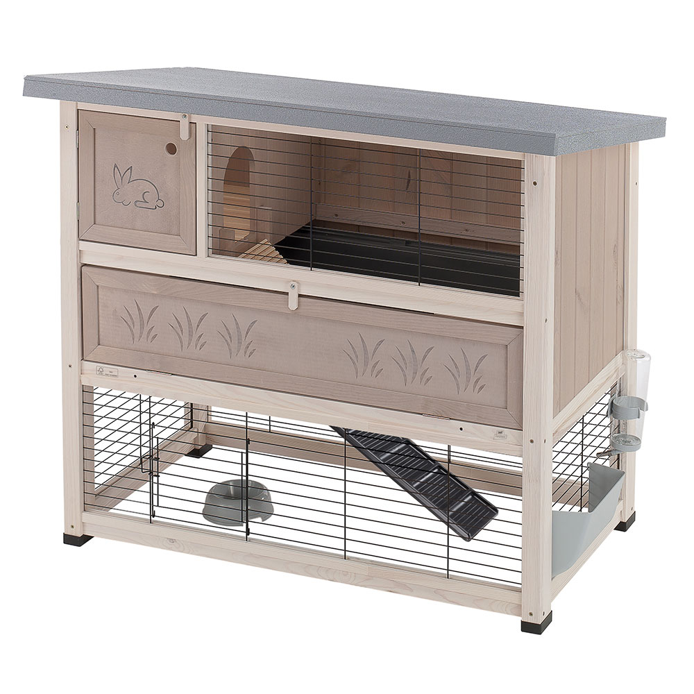 Jaula de Dos Pisos para Conejos RANCH 120 de Madera FSC, para Exterior ...