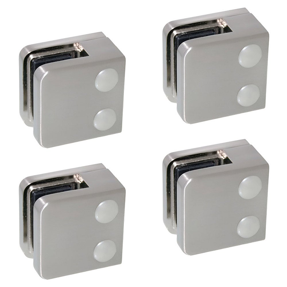 4 x Pince à verre plate modèle 01 - Ep. verre 8 mm - Inox 304 brossé ...